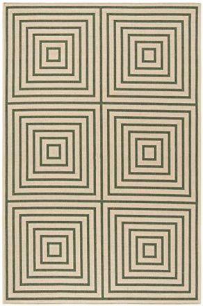 Safavieh Geometrisch Teppich für Wohnzimmer, Esszimmer, Schlafzimmer - Beachhouse Collection, Kurzer Flor, Creme und Grün, 201 X 290 cm