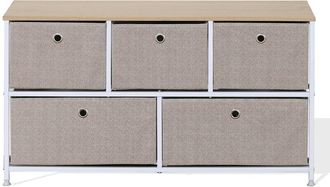 Mobili Rebecca Mobili Rebecca - Rebecca Mobili Niedriger Schubladenschrank mit 5 Schubladen aus Metall und weiß-beigefarbenem Stoff