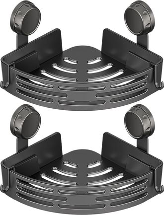 Generic Eck-Duschregal,Ohne Bohren Eckhalterung | Abnehmbare Duschregale - F&uuml;r Shampoo Aufbewahrung K&uuml;che Wohnen Wand