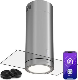 Klarstein Klarstein - Insel-Abzugshaube, Umluft-Dunstabzug mit 544m&sup3;/h Luftstrom, Verstellbare Inselhaube Umluft, Freih&auml;ngend, Kronleuchter-Design, 3 Stufen