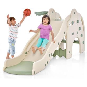 Costway Rutsche Outdoor, 4 in 1 Kinder Rutsche & Tunnel & Basketballkorb & Leiter, Elefant Kinderrutsche In- und Outdoor, f&uuml;r Kinder ab 18 Monaten