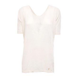 Woolrich Leinen Crew Neck Elfenbein Shirt - - Tops - Damen - Wei&szlig; - S