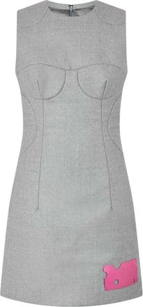 Off-white Off White - Sheath Minikleid f&uuml;r Damen, Wolle, &Auml;rmellos (Grau)