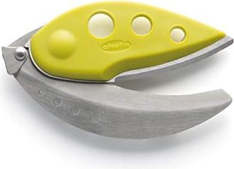 Chef'n LooseLeaf Plus Abisolierwerkzeug f&uuml;r Gr&uuml;nkohl- und Kr&auml;uter, mit Kr&auml;uterschere, Edelstahl, gr&uuml;n, 13 x 6,5 cm