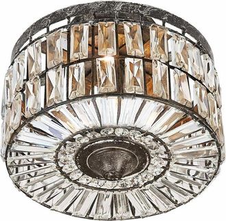 Loberon Deckenlampe Hutton, Schimmernde Prismen aus Glas, Interessantes Rost-Finish, Sch&ouml;ne Lichteffekte, Antike Note, Deckenleuchte, Eisen, Glas, antikgrau/k