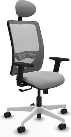 Piqueras y Crespo Grauer Drehstuhl Zulema mit 2D-Armlehnen, h&ouml;henverstellbarer Lendenwirbelst&uuml;tze und festem Kopfteil, ausgestattet mit Sincro 3 Positionen und Schneide