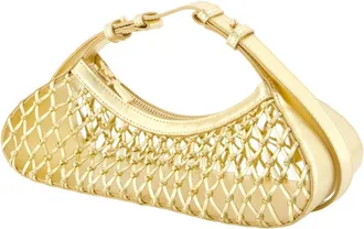 Cult Gaia Womens Shala Shoulder Bag - Cult Gaia Leather Gold Cowhide Handbags-Purses