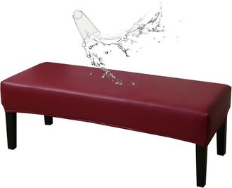 Generic Wasserdichter Esszimmerbankbezug Aus PU-Leder, Stretch-Schonbezug F&uuml;r Holzbank, Abnehmbar Und Waschbar, Universal-Gr&ouml;&szlig;e(Wine Red,200cm(78.7in))
