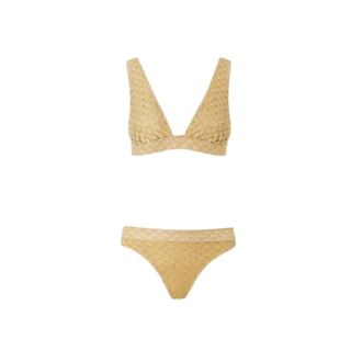 Missoni Bralette Bikini aus Lam&eacute;-Viskose mit Raschelverarbeitung - - Swimwear - Damen - Gelb - S