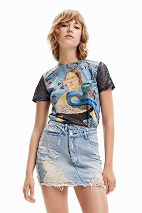 Desigual TS_Filipa 5000 T-Shirt, Bleu, Taille S Femme