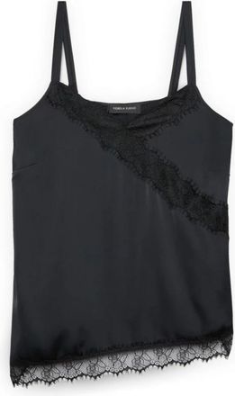 Fiorella Rubino Femme, Tops, Noir, Taille: 52 FR Top en satin avec d&eacute;tails en dentelle