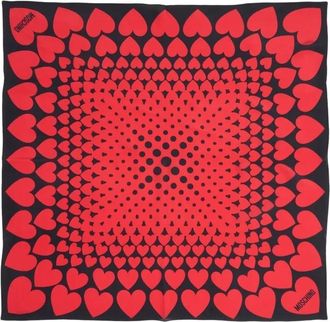 Moschino Tücher & Schals - Silk Scarf With Heart Print - Gr. unisize - in Rot - für Damen