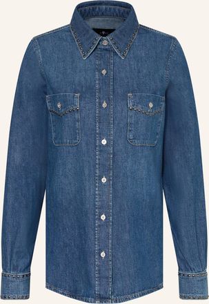 7 For All Mankind Jeansbluse Western Mit Nieten blau