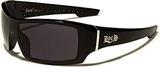 Locs lunettes de soleil enveloppantes poker rap rappeur mode ville habillé femmes hommes 8LOC9054 (monture noir brillant verres gris)