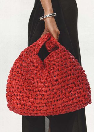 Mango Handtasche handgefertigt aus geflochtenem Leder rot - Damen - Einheitsgr&ouml;&szlig;e - MANGO