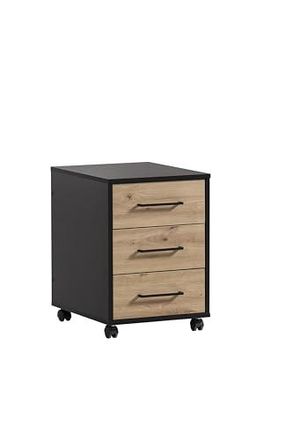 Schildmeyer Rollcontainer Aino 155695, Artisan Eiche Dekor/schwarz matt, 40 x 50 x 57 cm