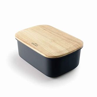 Lacor Lacor - 62899 - Butterdose, Butterdose aus Polypropylen mit Deckel aus Kautschuk, geriffelte Oberfl&auml;che, Ma&szlig;e 16,5 x 11,5 x 6 cm, Graphit