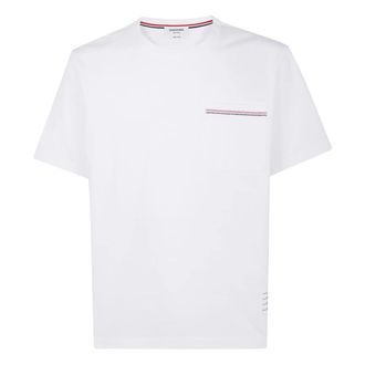 Thom Browne Besticktes Taschen-T-Shirt aus schwerem Jersey - - Tops - Herren - Wei&szlig; - S