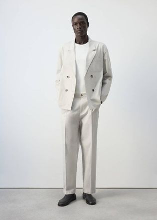 Mango Veste 100 % coton &agrave; col crois&eacute; gris clair/pastel - Homme - XXL - MANGO MAN