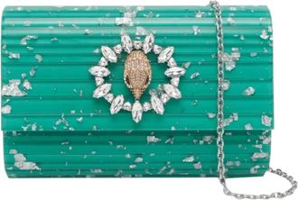 Kurt Geiger Femme, Sacs, Vert, Taille: ONE Size Sac &agrave; Rabat avec Bandouli&egrave;re Cha&icirc;ne