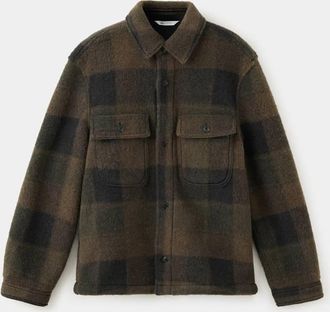 Mango Surchemise laine m&eacute;lang&eacute;e carreaux kaki - Homme - XXL - MANGO MAN