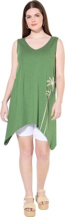 Ulla Popken Damen gro&szlig;e Gr&ouml;&szlig;en &Uuml;bergr&ouml;&szlig;en Plus Size Top, Zipfelsaum, V-Ausschnitt, &auml;rmellos, Biobaumwolle