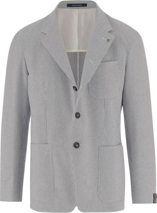 Tagliatore Homme, Vestes, Multicolore, Taille: 2XL Veste ray&eacute;e &agrave; simple boutonnage