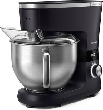 Philips 7000 Series K&uuml;chenmaschine - 5,5 Liter, 1000 Watt, 8 Geschwindigkeitsstufen, ProKnead Technologie, Rezepte, LED Smart Timer, Knethaken, Schneebesen Un