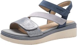 Tamaris Comfort sandales plates femme cuir avec fermeture velcro, Lt Blue Comb, 41 EU