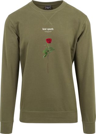 Mister Tee Herren Sweatshirt Lost Youth Rose Crewneck Olive XL