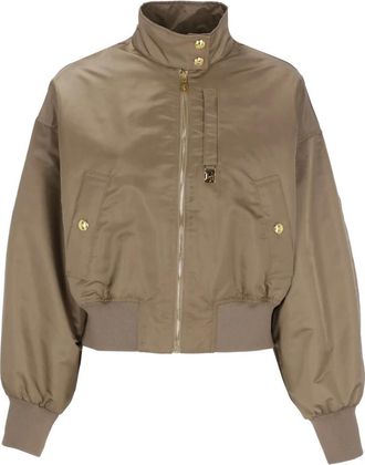 Elisabetta Franchi Femme, Vestes, Brun, Taille: 36 FR Bomber en tissu nylon