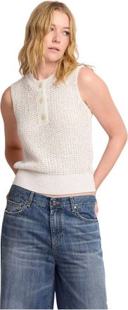Kocca Femme, Pulls, Blanc, Taille: 38 FR Haut Chic Style Gilet en Tricot