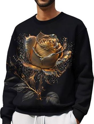 Generic Pull à col rond pour homme - Imprimé automne - Col rond - Sweat à capuche décontracté - Sweat-shirt dhiver, gris, 4XL