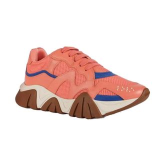 Versace Homme, Chaussures, Orange, Taille: 40 1/2 EU Baskets en Cuir R&eacute;fl&eacute;chissant avec Maille