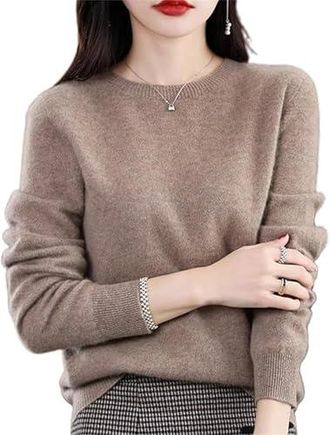 Generic Pull 100 % cachemire pour femme, pull tricot&eacute; doux et chaud &agrave; col rond pour lautomne et lhiver 2025, marron, XXL