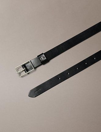 Calvin Klein Viereckige G&uuml;rtelschnalle Mit Monogramm-metallelement - Black / Antique Light Gold - Damen - 110 cm