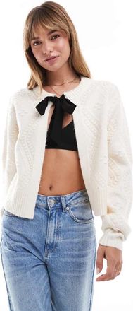 French Connection Kitty - Strickjacke in Winterweiß mit Schleifendetail