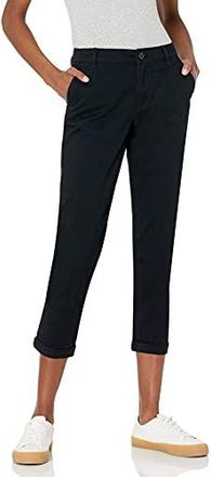 Amazon Essentials Pantalon Chino Court et Extensible, Taille Mi-Haute, Coupe Cintrée et Jambes Fuselées (Disponible en Grandes Tailles) Femme, Noir, 66 Grande taille