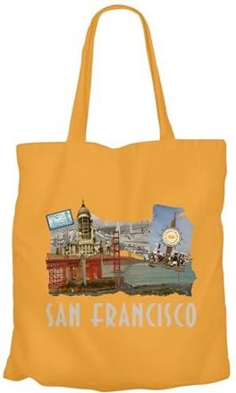 Fabulous Tote Bag Sac Shopping en Toile Orange - San Francisco Vintage Voyage Etats-Unis Carte Postale - 10 L