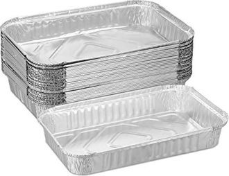 Relaxdays Aluschalen Grill, 25er Set, B x T: 31 x 21 cm, eckige Grillschalen, Tropfschalen indirektes Grillen, Silber