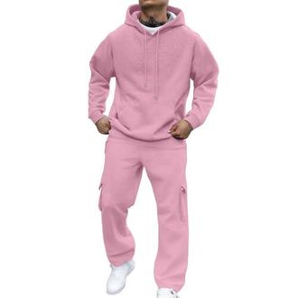 Generic Surv&ecirc;tement pour homme - Ensemble complet &agrave; manches longues et cordon de serrage - V&ecirc;tement de travail uni &agrave; capuche - Pantalon de jogging - V&ecirc;tement 