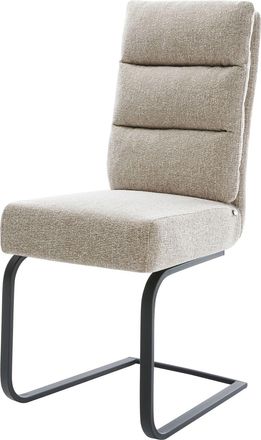 DELIFE Schwingstuhl Pela-Flex Freischwinger flach Schwarz Webstoff Soft Beige Taschenfederkern