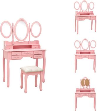 vidaXL Vidaxl - Schminktische - Living Schminktisch mit Hocker und Dreifach-Spiegel Rosa - Rosa
