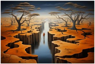 Wallario K&uuml;chenr&uuml;ckwand aus Glas 90 x 60 cm, Motiv: Pfad in Einer surrealen Welt | Spritzschutz abwischbar & pflegeleicht