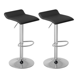 Woltu Barhocker 2er Set, H&ouml;henverstellbarer Barstuhl, 360&deg; drehbarer Bistrohocker mit Fu&szlig;st&uuml;tze, aus Kunstleder Metall, f&uuml;r Bar K&uuml;che Theke Caf&eacute;, Schwarz+Si