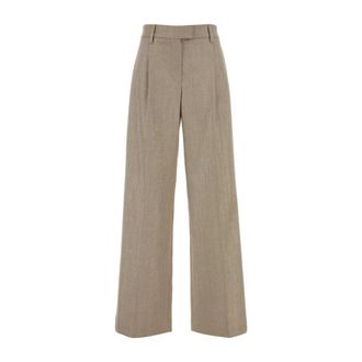 Brunello Cucinelli Hosen mit schimmerndem Effekt und Falten - - Trousers - Damen - Beige - M