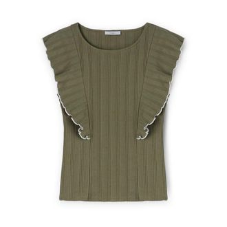 Motivi Gerippter Pullover mit Raffung - - Tops - Damen - Gr&uuml;n - L