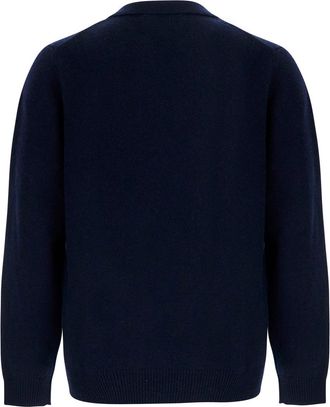 Soft Goat Cashmere Polo Collar Sweater - Blue