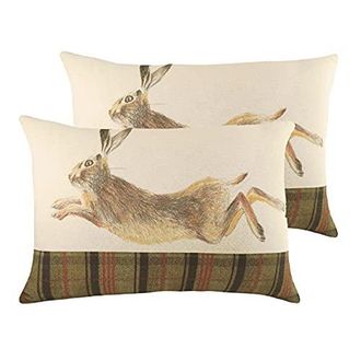 Evans Lichfield Hunter springen Hase Twin Pack Feder gefüllte Kissen, Polyester, Multi, 40 x 60cm, 2
