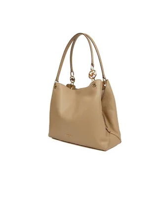 Michael Kors Leather Triple-Gusset Shoulder Bag - Beige